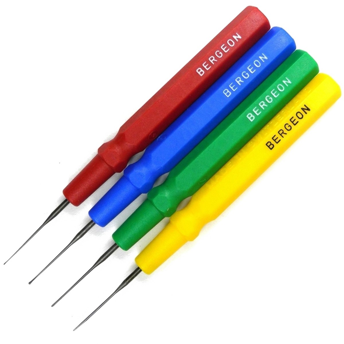 Assortment of 4 oilers BERGEON 30102 for watch movements, swiss made tools