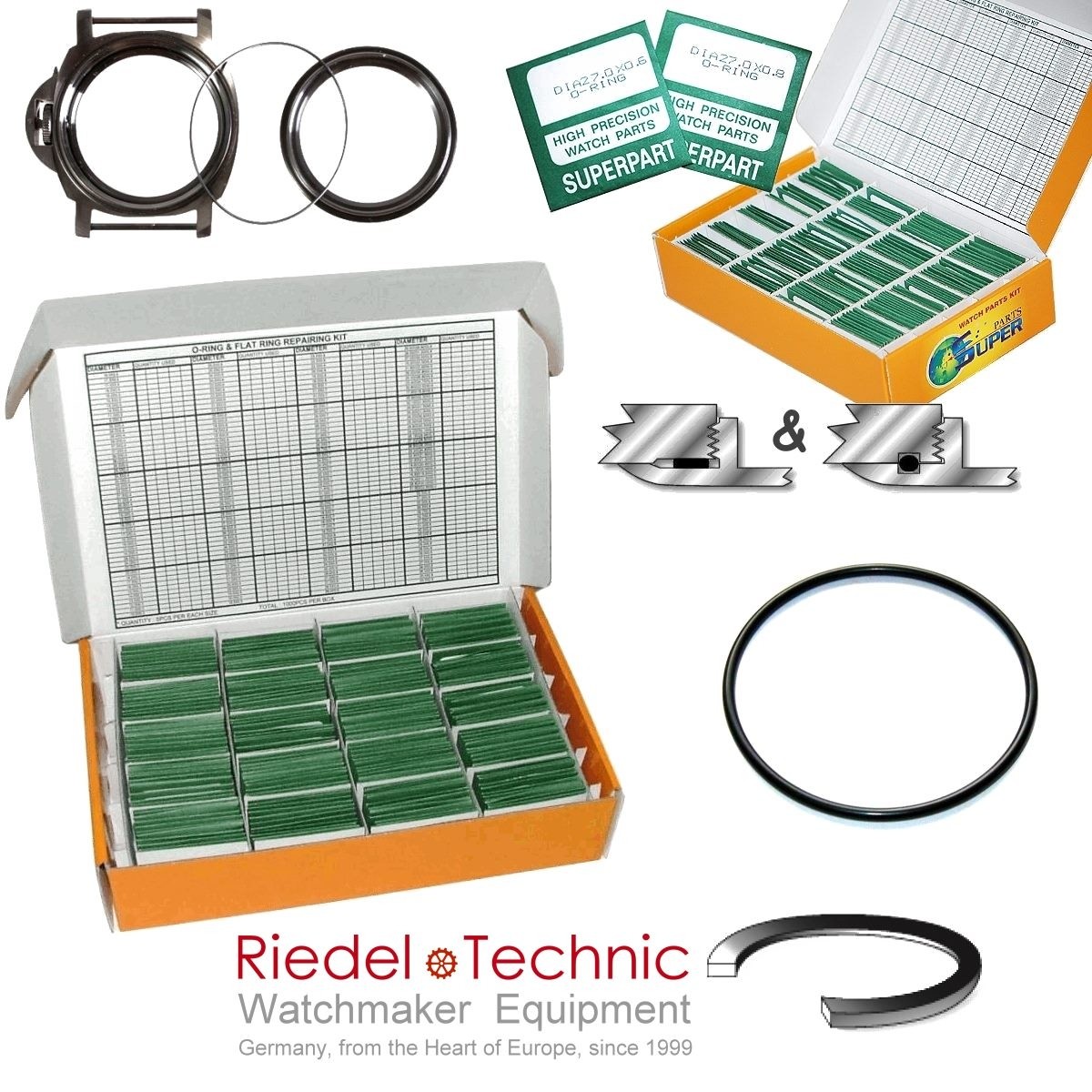Watch gaskets O-ring and flat ring set of 1000 - Big watch spare parts set