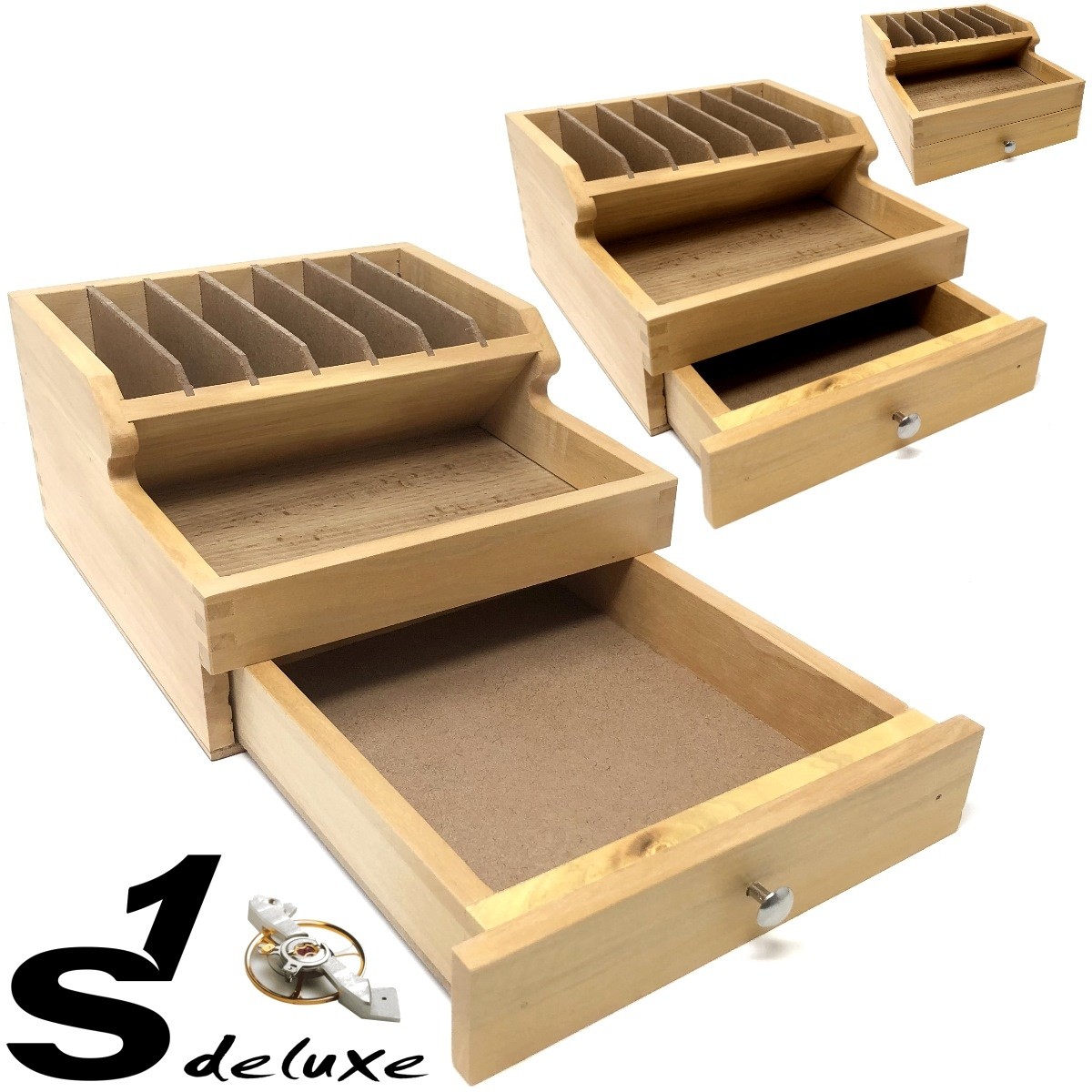 Watchmakers wooden tool rack with drawer - Order on the watchmaker's ...