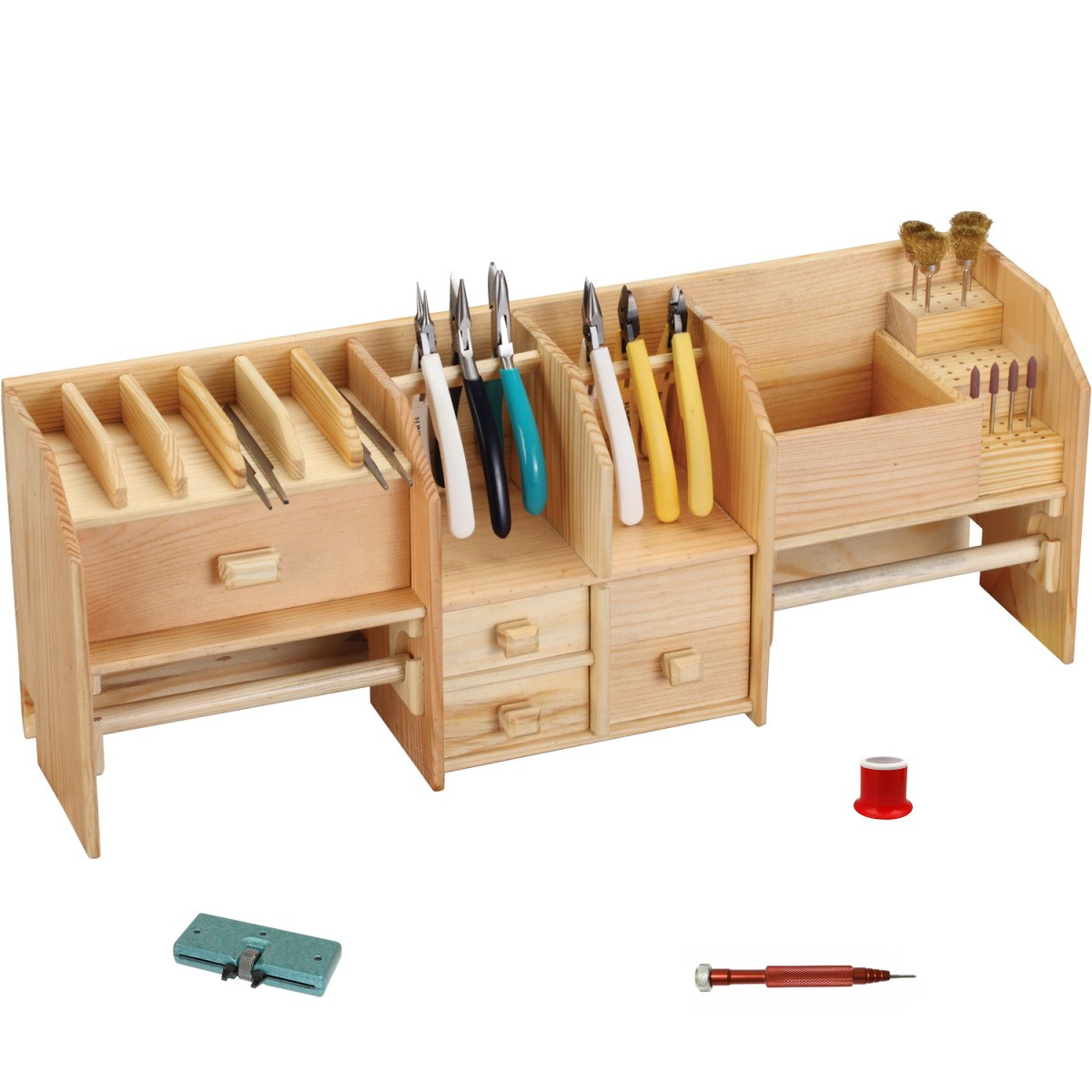 Watchmaker's wooden organizer W-BASE MAX - Store your watch tools ready ...