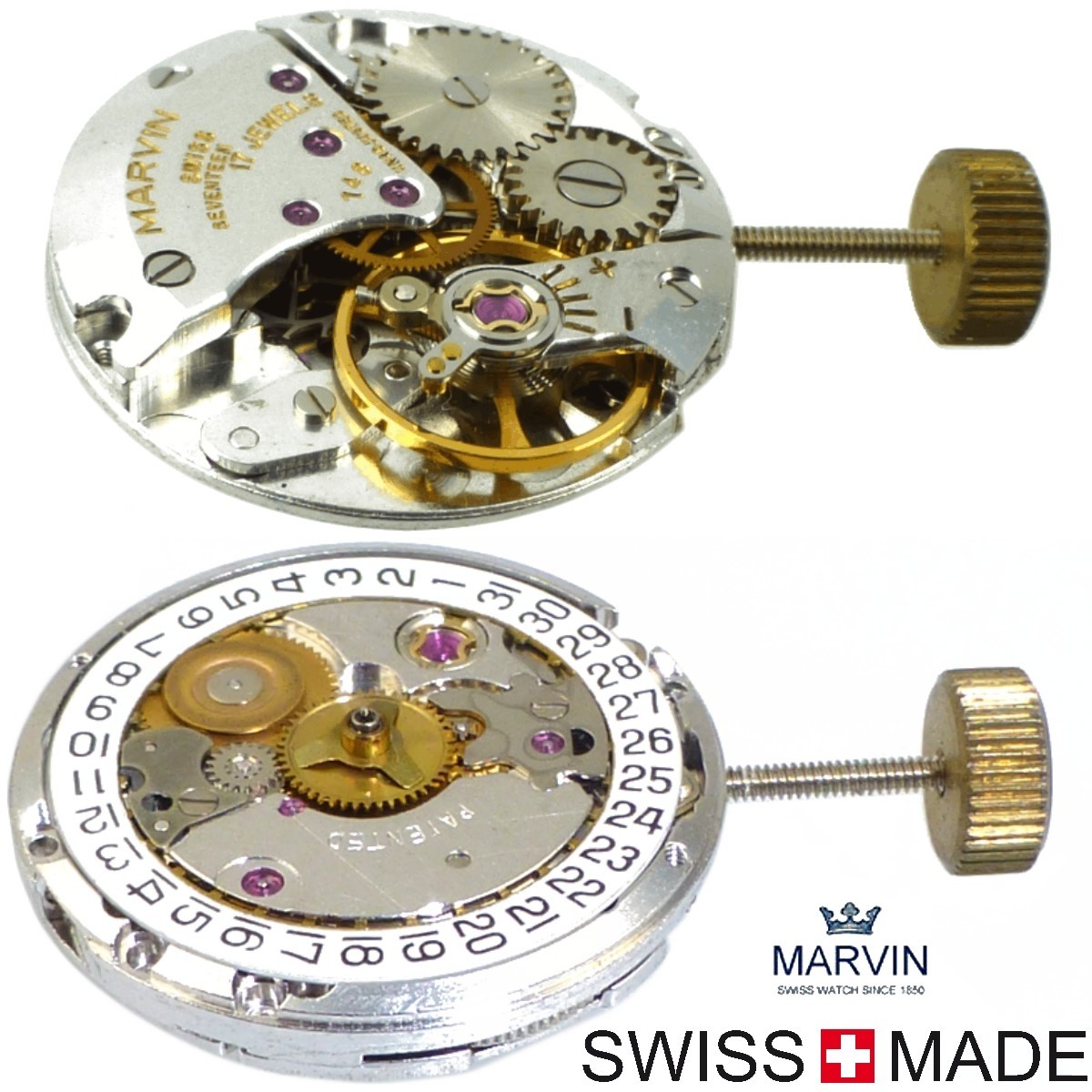 Marvin Caliber 748 hand winding watch movement - Buy watch movement as ...