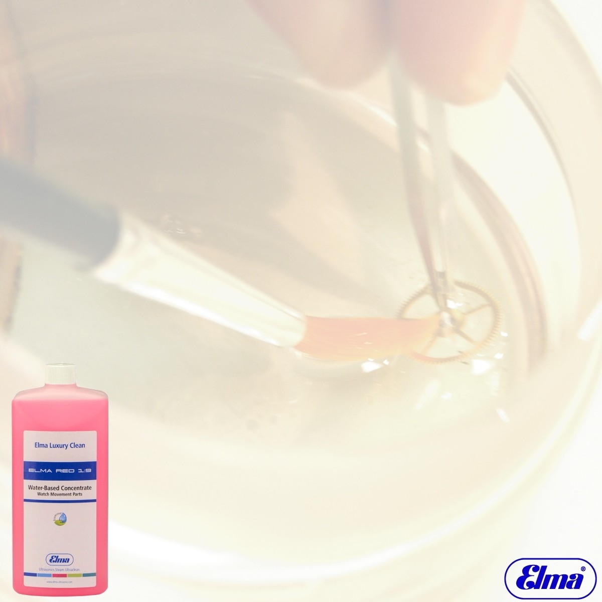 ELMA 1:9 RED watch parts cleaning solution - clean watch movement parts