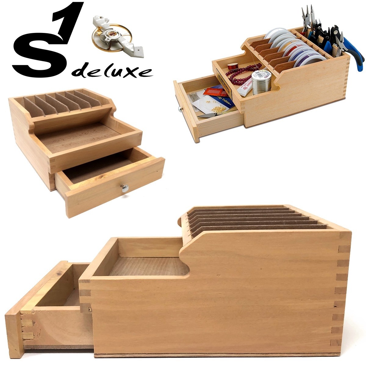 Watchmakers wooden tool rack with drawer - Order on the watchmaker's ...