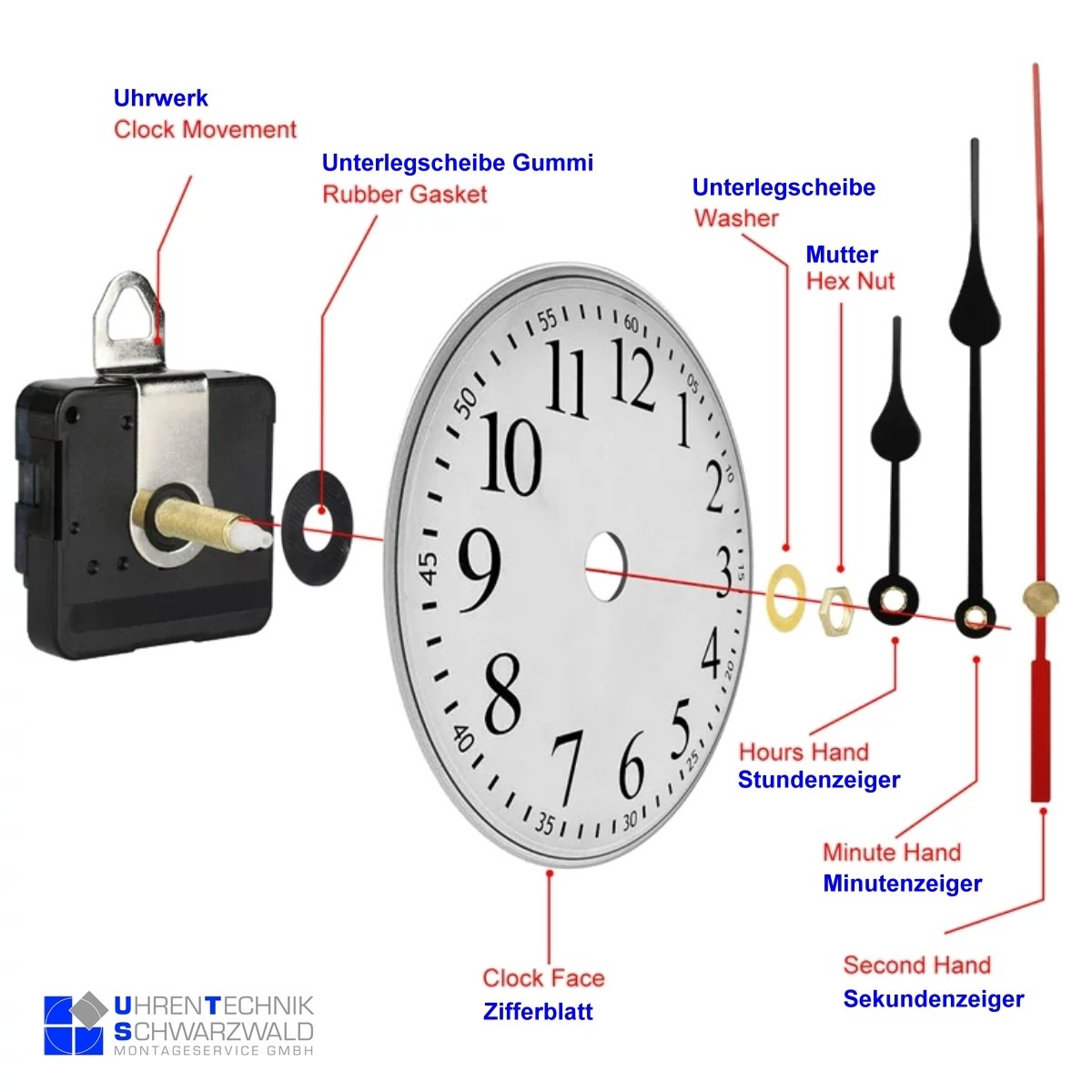 JUNGHANS 838 HSL 11 PREMIUM replacement quartz clock movement - Shop ...