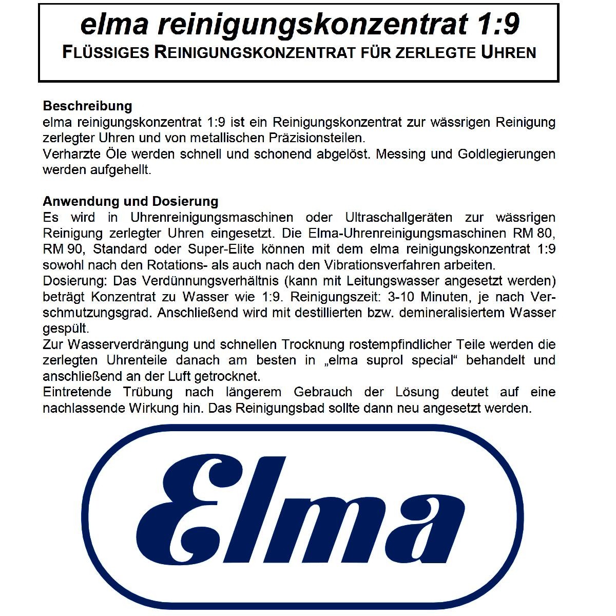 ELMA 1:9 RED watch parts cleaning solution - clean watch movement parts