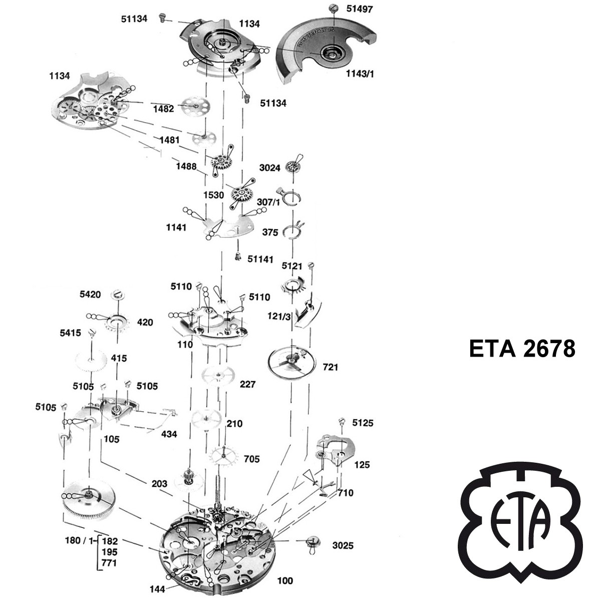 Mechanical watch movement ETA 2678 - Big ETA watch movement online store