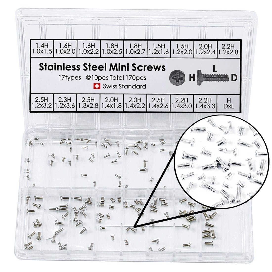 Assortment of 170 mini screws for watch case backs - Replacement parts ...